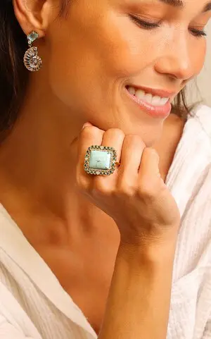 Sheryl Lowe 14k Yellow Lavender Turquoise And Diamond Ring