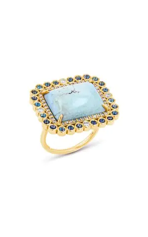 Sheryl Lowe 14k Yellow Lavender Turquoise And Diamond Ring
