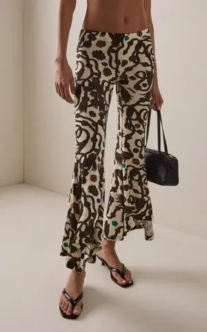 SIEDRES Jeslynn Abstract Print Ruffled Flare Pants