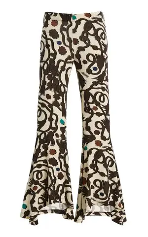 SIEDRES Jeslynn Abstract Print Ruffled Flare Pants - Multi