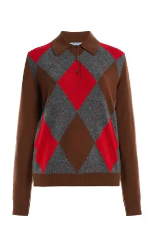 Prada Argyle Cashmere Polo - Multi