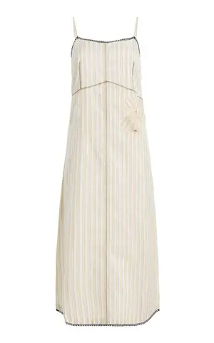 Prada Striped Jersey Midi Dress - Neutral