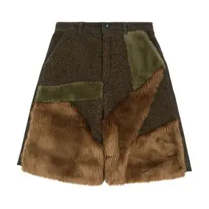 Andersson Bell Faux Fur Patchwork Shorts