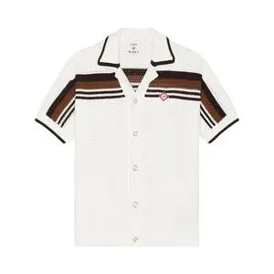 Casablanca Crochet Button-up Short Sleeve Shirt - White