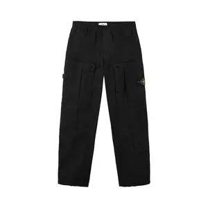 Stone Island Mercerized Organic Cotton Ripstop Pants - Black