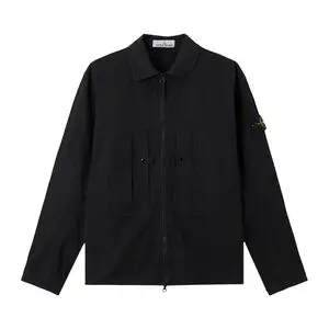 Stone Island Mercerized Organic Cotton Ripstop Overshirt - Black