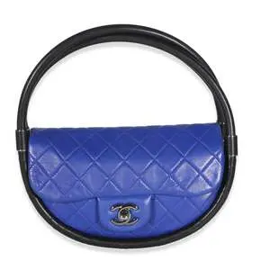 Chanel Black Quilted Lambskin Hula Hoop Bag - Blue