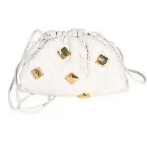 Bottega Veneta Pouch Intrecciato Leather With Studs - White