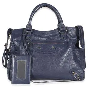 Balenciaga Bleu Obscur Agneau Silver Hardware Velo Bag - Blue