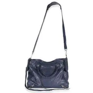 Balenciaga Bleu Obscur Agneau Velo Bag - Blue