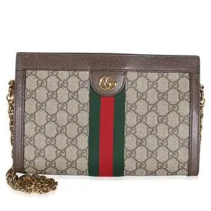 Gucci Ophidia Gg Supreme Monogram Web Chain Shoulder Bag - Brown