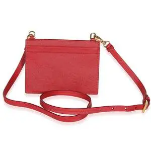 Prada Saffiano Triangle Card Holder With Strap