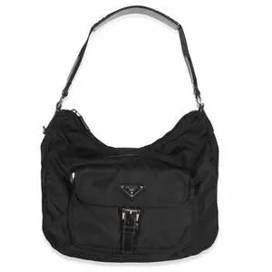 Prada Tessuto Saffiano Shoulder Bag - Black
