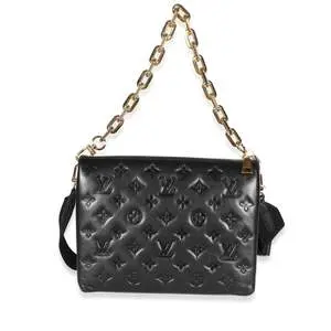 LOUIS VUITTON Monogram Embossed Lambskin Coussin Pm Shoulder Bag - Black
