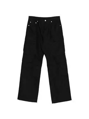 Rick Owens Wide-leg Pants With Cargo Flap Pockets, Button Closure, And Belt Loops - Nero
