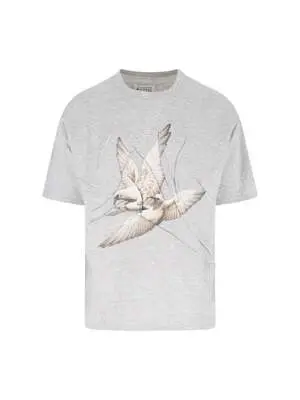 MAISON MARGIELA 100% Cotton Crewneck T-shirt - Grey
