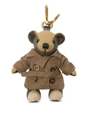 Burberry Mini Bear Keychain, 13.5 Cm Cashmere Trench Jacket - Verde