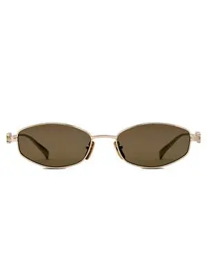 Gucci Shiny Metal Frame Sunglasses With Logo-detail Temples - Oro