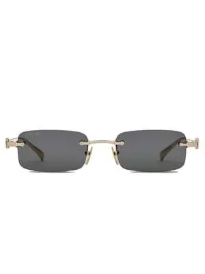 Gucci Metal-frame Sunglasses With Cut-out Logo Temples Solid Flash Lens Made In Japan - Oro
