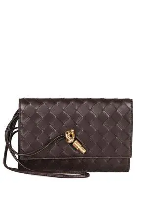 Bottega Veneta Mini Leather Card Case Wallet With Sliding Strap