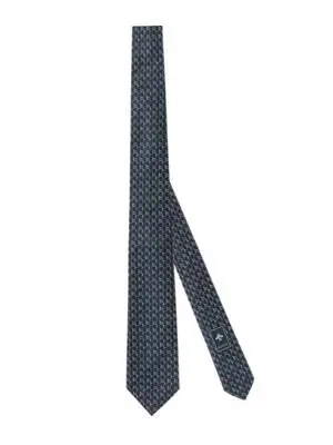 Gucci Gucci Bee Jacquard Silk Tie Blu