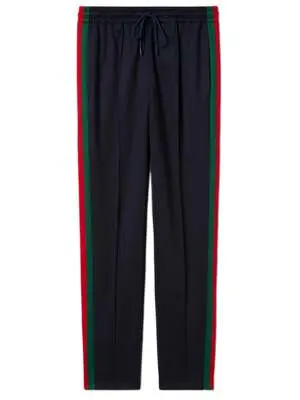 Gucci Web Insert Track Pants With Elastic Drawstring Waist And Side Pockets