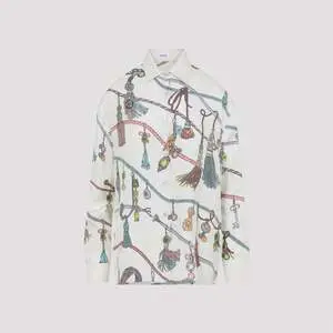 Versace Silk Twill Printed Informal Shirt - White