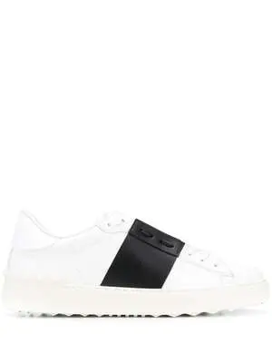 Valentino Garavani Contrast Calfskin Lace-up Sneaker With Studded Rubber Sole - Bianco