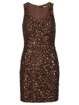 ROTATE BY BIRGER CHRISTENSEN ROTATE Sleeveless Sequined Mini Dress Marrone