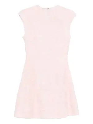 ROTATE BY BIRGER CHRISTENSEN 3d Floral Mesh Mini Dress With Sleeveless Zip - Rosa
