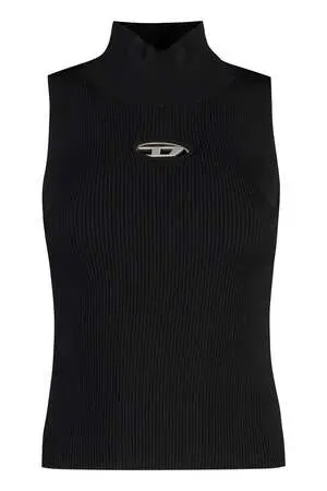 DIESEL® Ribbed Tank Top With Oval Metal Detail
