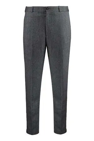 Moncler Herringbone Tweed Wool-blend Trousers - Black