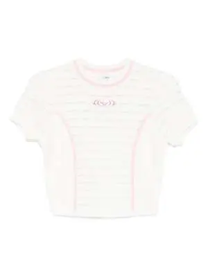 Casablanca Crop Top With Front Logo Trim Detail - Bianco