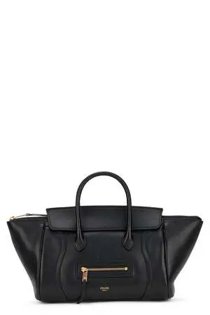 Celine Leather Luggage Handbag With Gold-tone Hardware - Black