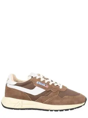AUTRY AUTRY Reelwind Low Top Sneakers In Nylon And Crack Leather Brown
