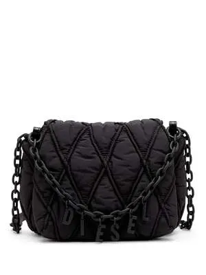 DIESEL® Convertible Quilted Nylon Bag With Chain Charm - Nero