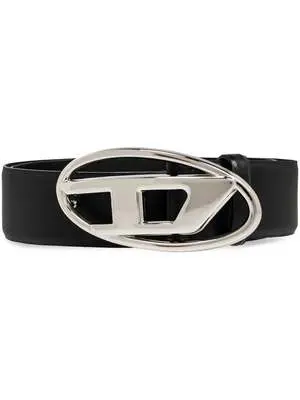 DIESEL® 4 Cm Leather Belt With Oval D Logo Buckle - Nero