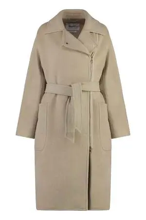 Max Mara Agosto Wool Jacket With Lapel Collar And Coordinated Waist Belt