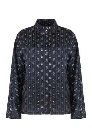 Tory Burch Jacquard Paisley Viscose-silk Blouse - Blue