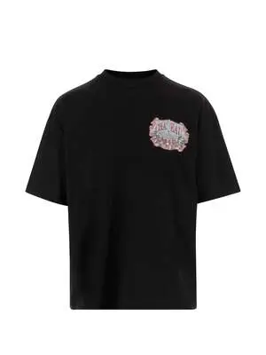 Amiri Crew Neck T-shirt With Chest And Back Print - Nero