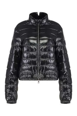 Moncler Knut Full-zip Down Jacket With Logo Sleeve Patch - Black