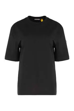 Moncler Logo Patch Cotton T-shirt For - Black