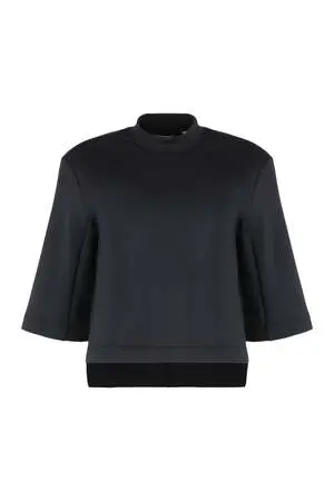 Moncler Techno Fabric T-shirt With Logo Patch And Side Slits