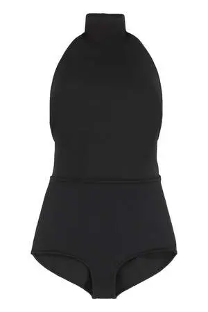 Max Mara Apogeo Stand Collar Open-back Knit Bodysuit