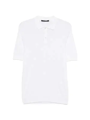 Tagliatore Cable-knit Polo Shirt With Ribbed Trim - Bianco