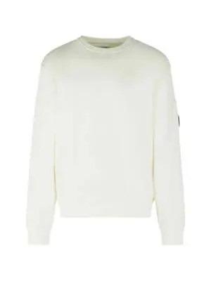 C.P. COMPANY Cotton Crewneck Sweatshirt With Lens Pocket - Bianco