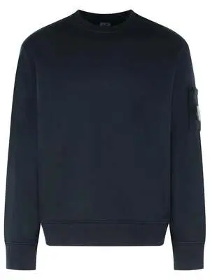 C.P. COMPANY Cotton Crewneck Sweatshirt With Lens Pocket - Blu