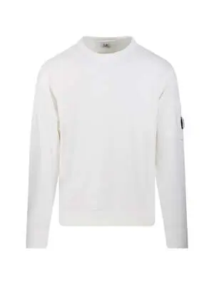 C.P. COMPANY Cotton Crewneck Sweatshirt With Magnifying Pocket - Bianco