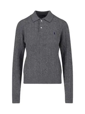 Polo Ralph Lauren V-neck Cable Knit Wool-cashmere Sweater - Grey