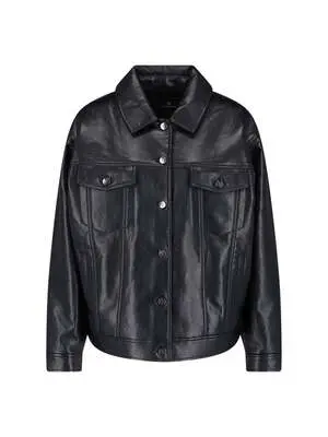 ANINE BING Recycled Leather Cropped Jacket - Black